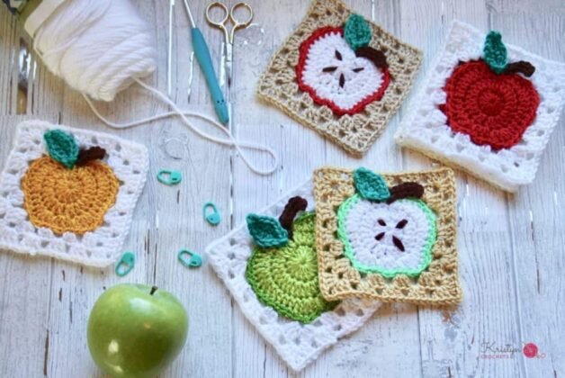 Apple Granny Square Crochet Pattern - Ilovecrafts